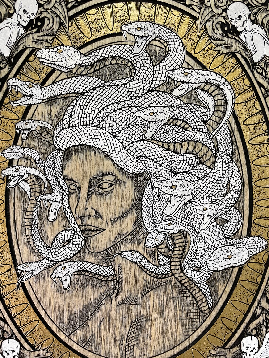 Medusa Art Hanging Plaque Sign Wall Engraved on Wood, Gothic Home Wall ...