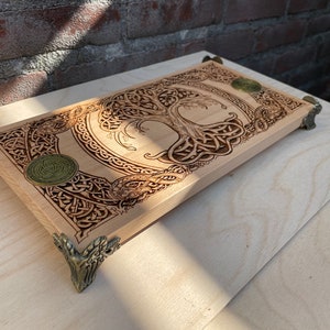 Altar Table Tree of Life Viking Engraved, Norse Wooden Ritual Table ...