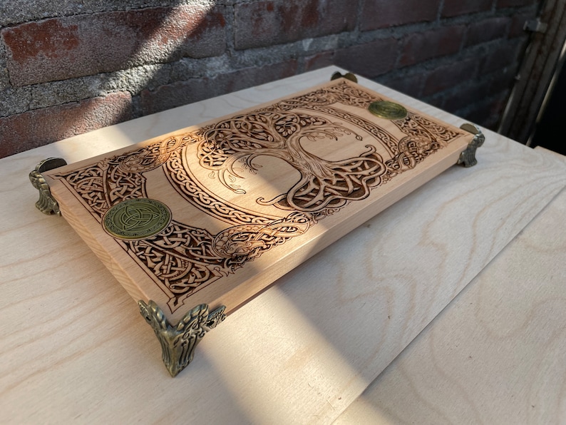 Altar Table Tree of Life Viking Engraved, Norse Wooden Ritual Table ...