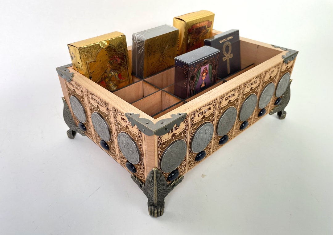 Tarot and Oracle Deck Organizer for Multiple Decks 12 Slots Engraved in ...
