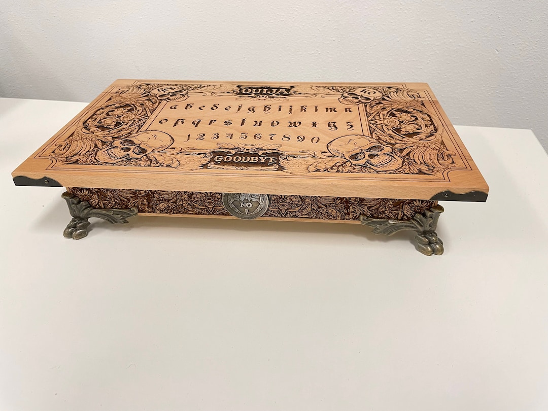 Luxury Ouija Board Box With Demons and Skulls Wooden Engraving, Wood ...