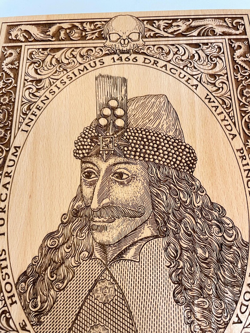 Dracula Vlad the Impaler Wood Wall Art – Engraved Beech Wood Gothic ...