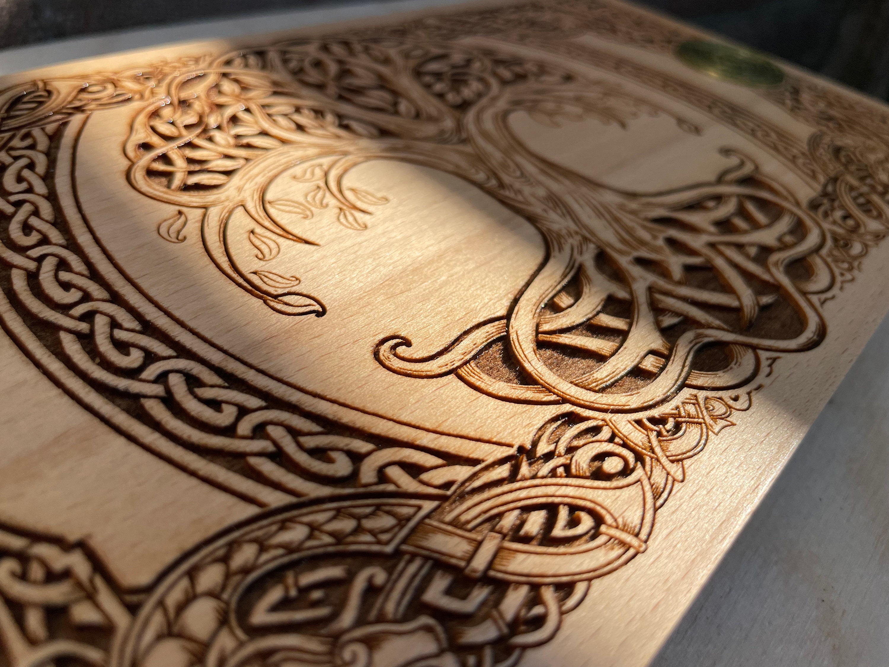 Altar Table Tree of Life Viking Engraved, Norse Wooden Ritual Table ...