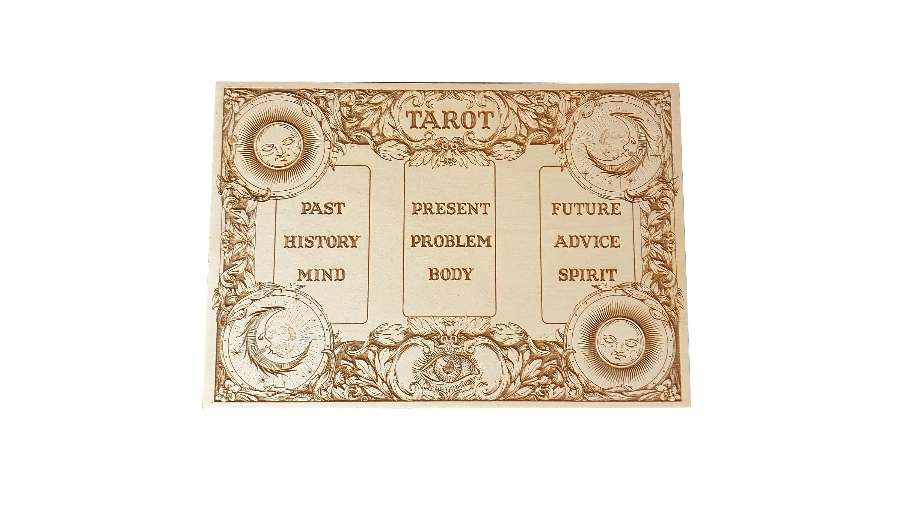 Tarot Board, Original Wooden Tarot Reading Board Three Card Spread ...
