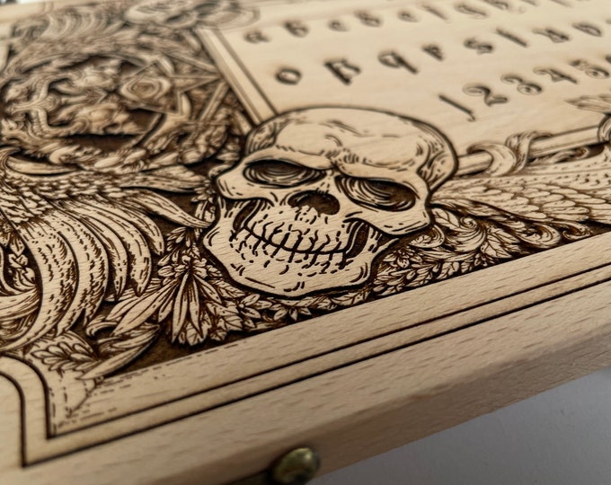 Ouija Board With Demons and Skulls Wooden Carving Luxury Edition, Wood ...