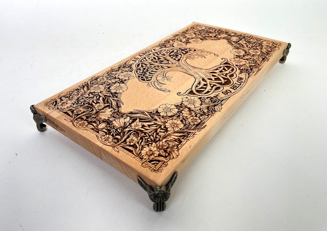 Altar Table Tree of Life , Wiccan Altar as Above Engraved, Wooden ...