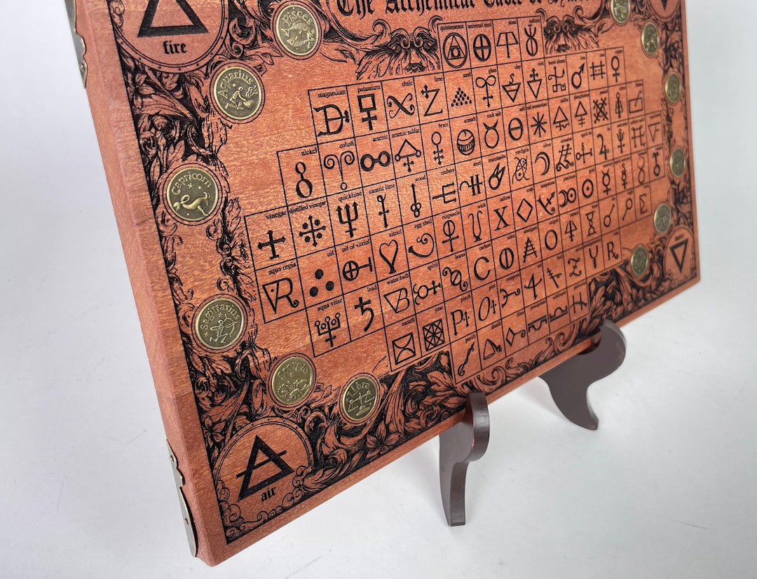 Luxury Alchemy Symbols Board Engraved on Mahogany Wood as Alchemical ...
