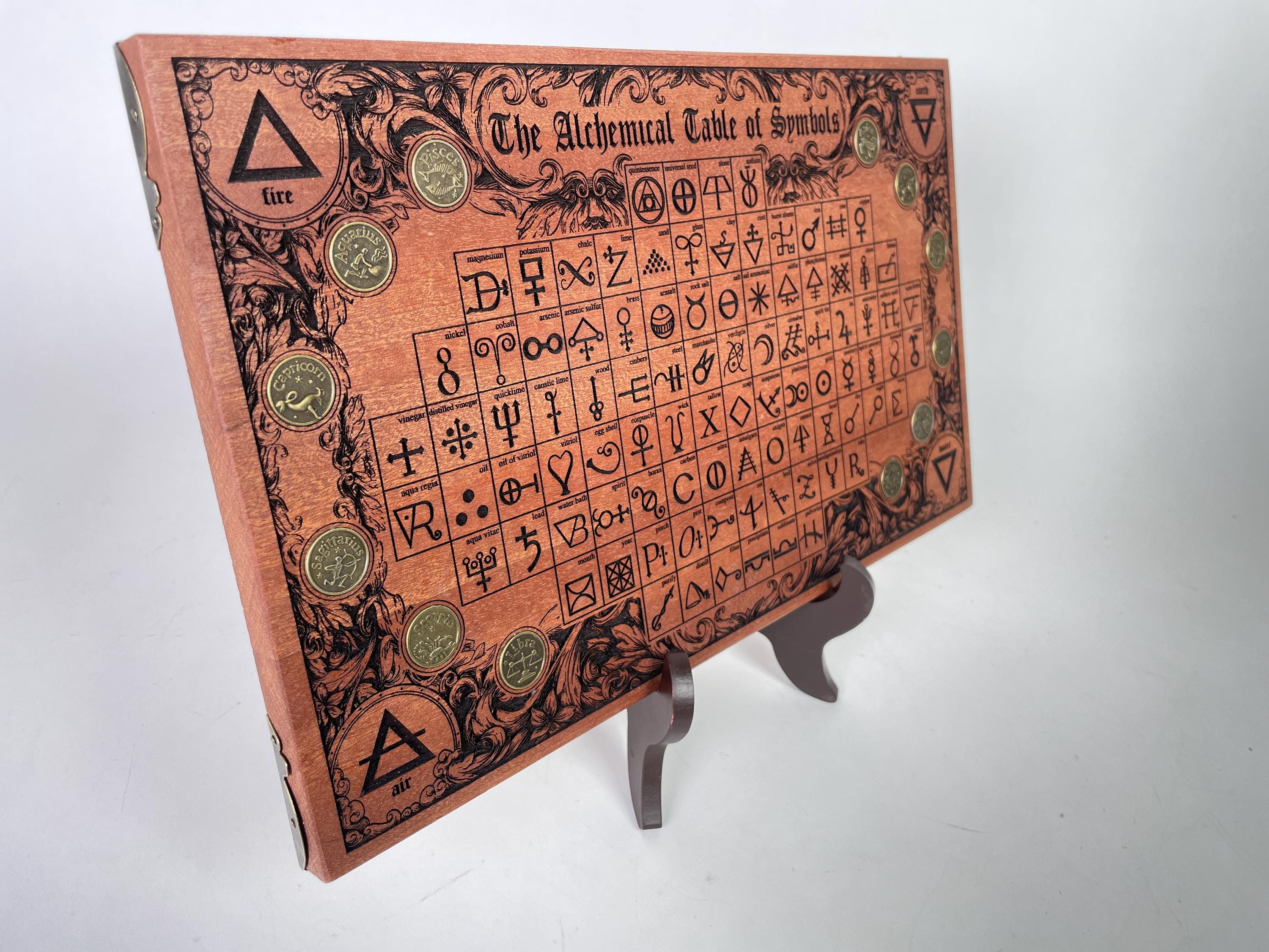 Luxury Alchemy Symbols Board Engraved on Mahogany Wood as Alchemical ...