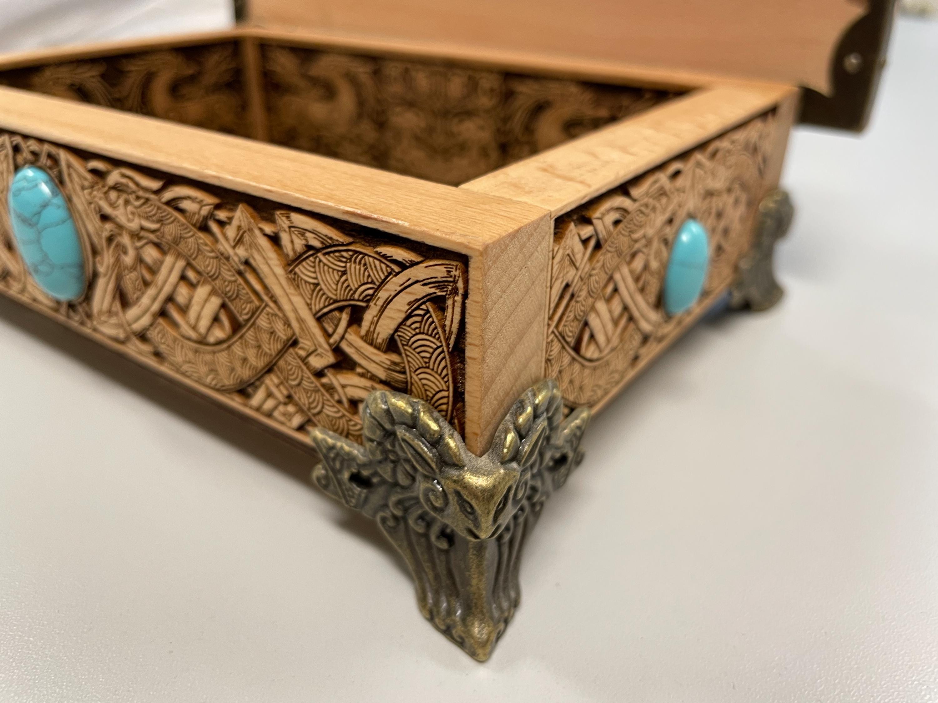 Odin Viking Altar Box • Norse God Engraved Wooden Chest • Celtic ...