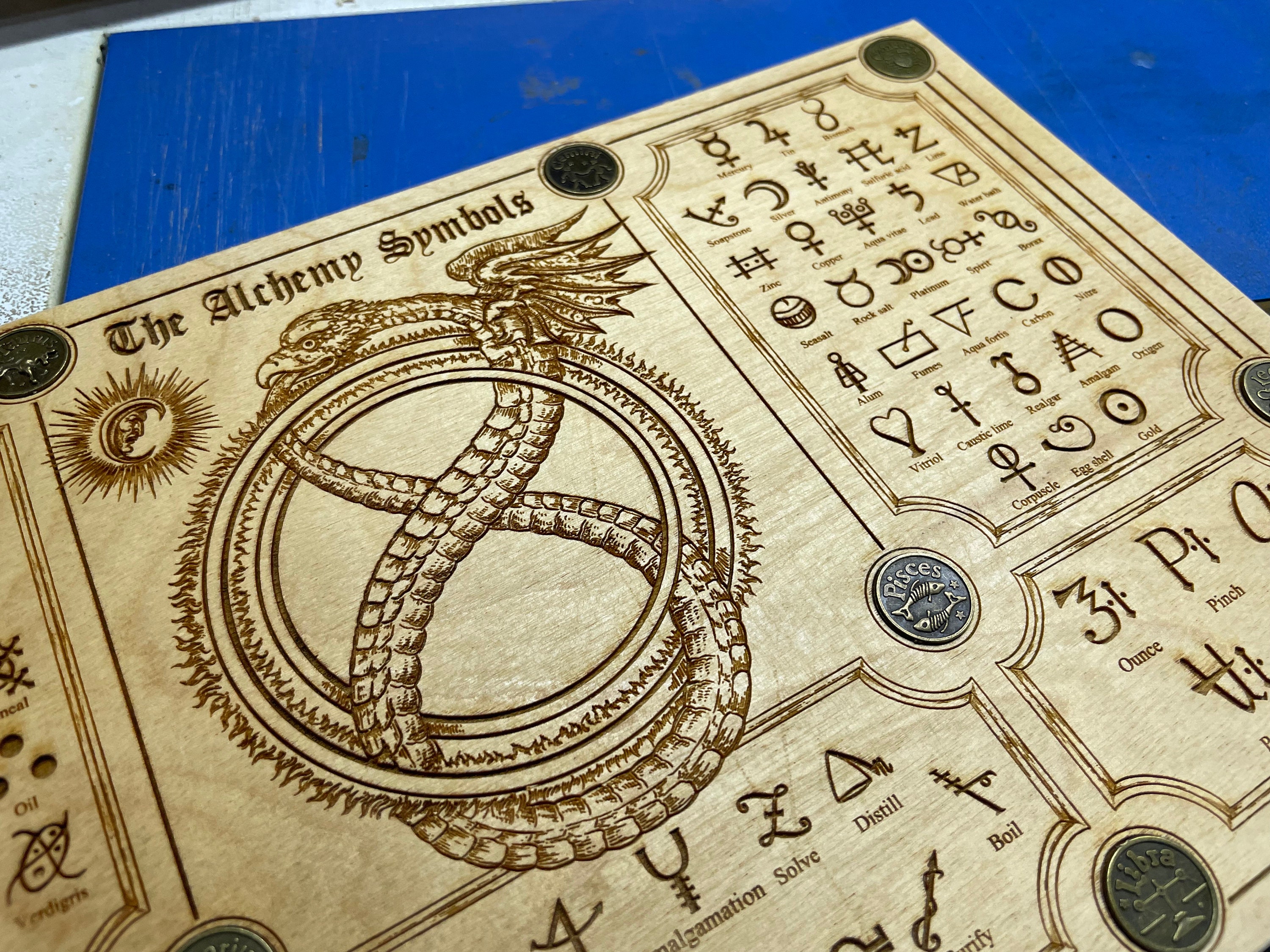 Alchemy Periodic Table Alchemy Symbols Board Engraved on Wood as ...