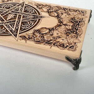 Witches Altar Table Pentagram , Wiccan Altar as Above Engraved, Wooden ...