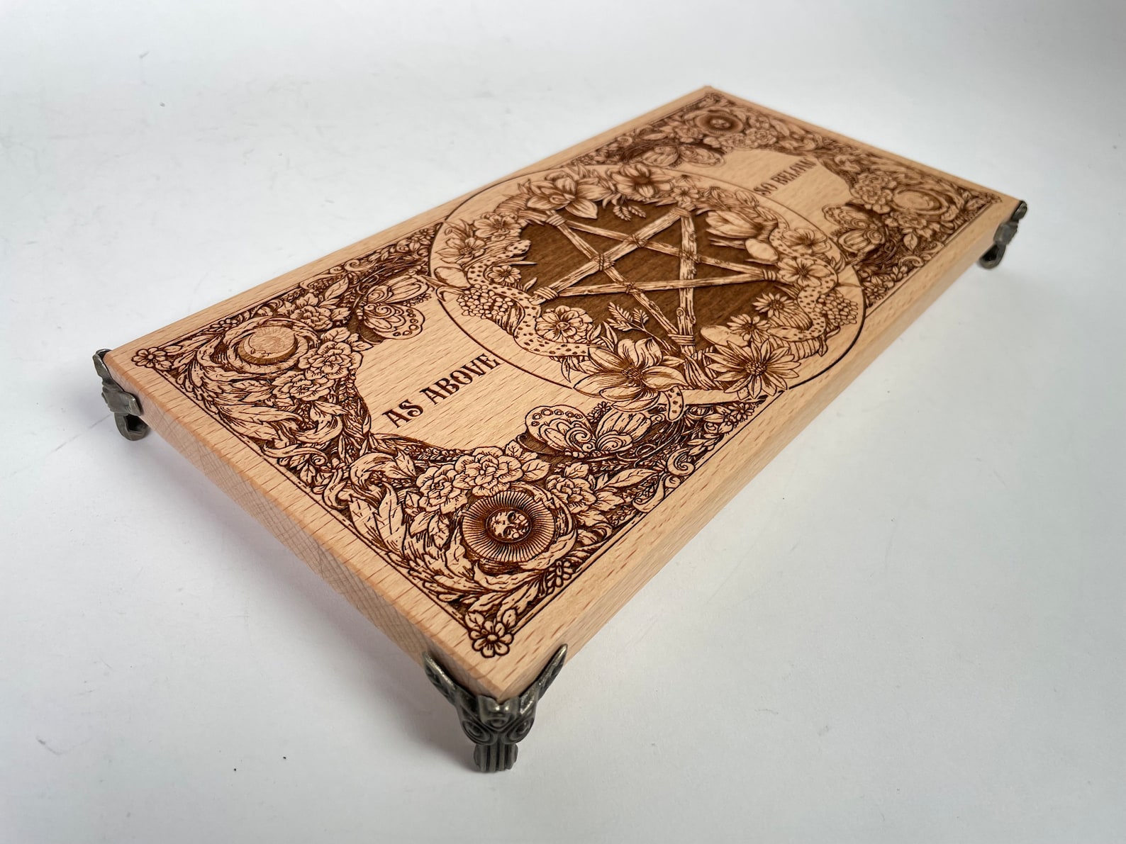 Wiccan Altar Table Pentagram , Ostara Altar Board Engraved, Beltane ...