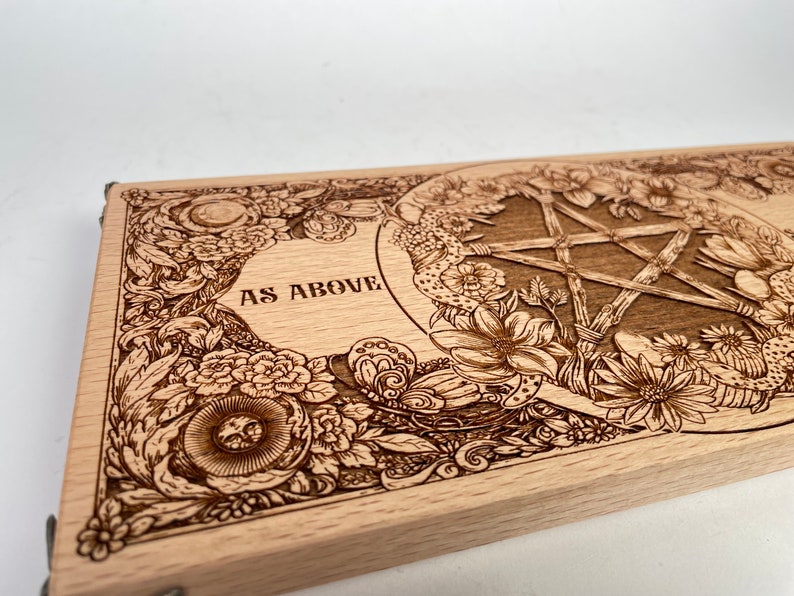 Wiccan Altar Table Pentagram , Ostara Altar Board Engraved, Beltane ...