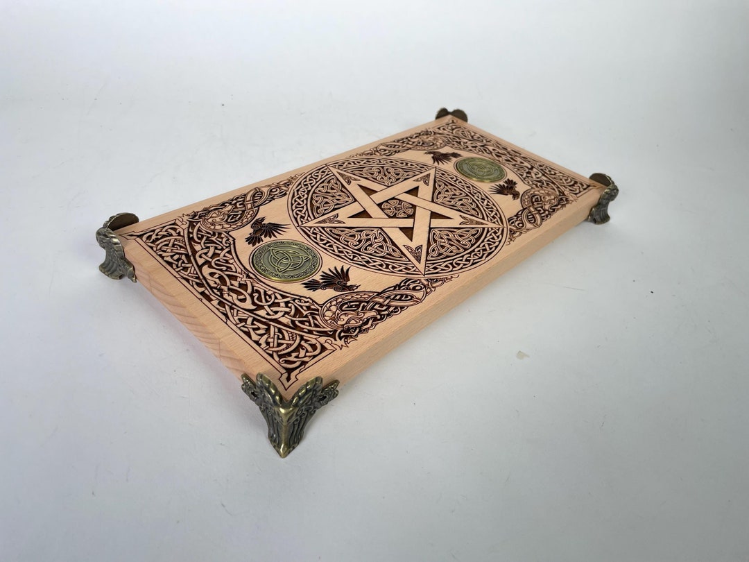 Witches Altar Table Pentagram , Viking Wooden Ritual Table, Altar ...