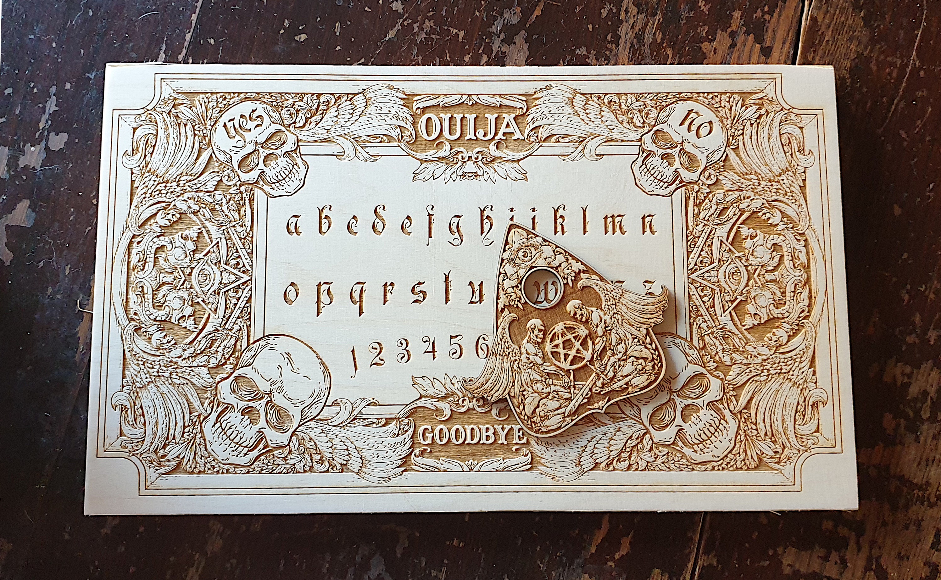 Ouija Board With Demons and Skulls Wooden Engraving Wood - Etsy