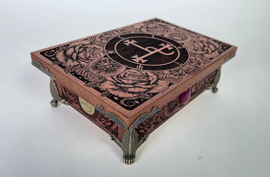 Lilith Altar Box Mahogany Wood Ritual Table ,altar Offering Table,sigil ...
