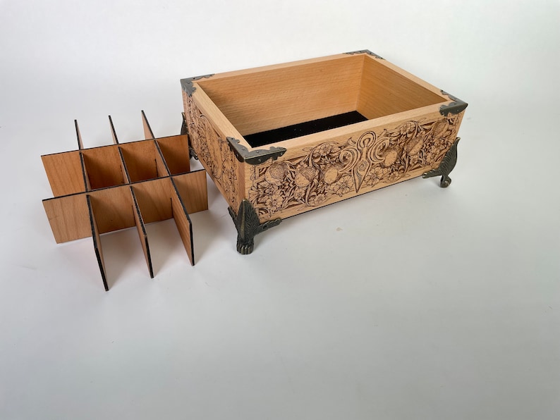 Tarot Deck Organizer 12-slot Open Top – Engraved Solid Wood Multi-deck ...