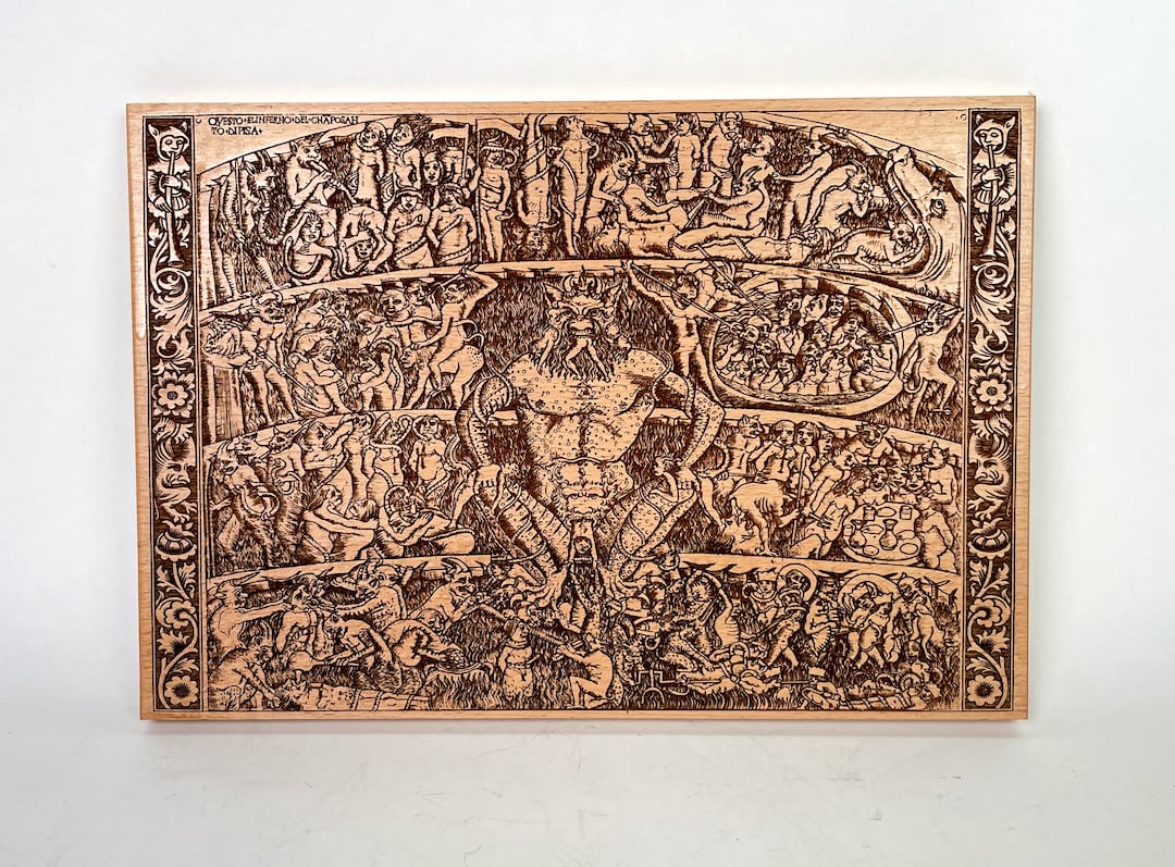 Dante Inferno Medieval Woodcut Wall Art 12.6 Inch , Dante Alighieri ...