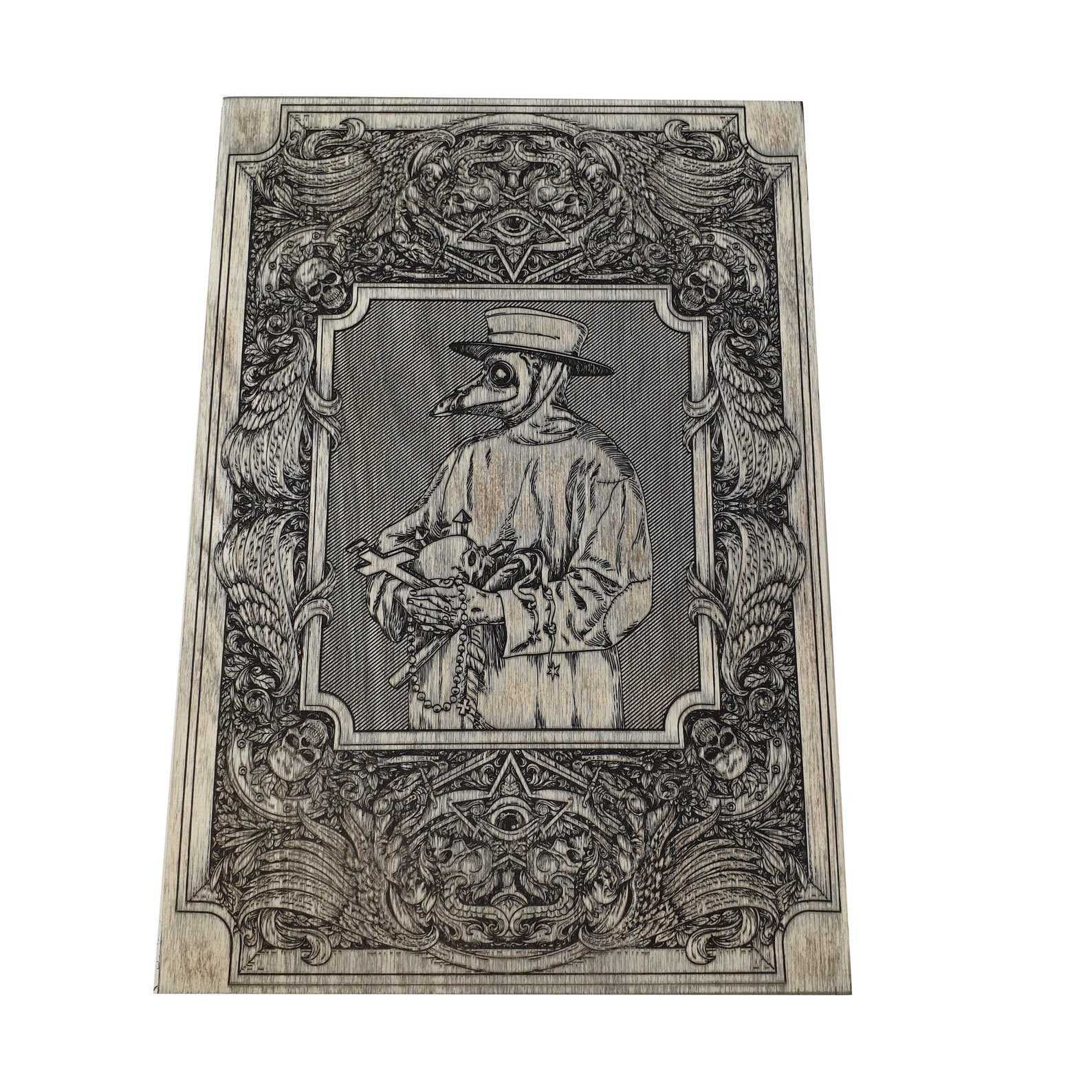 Plague Doctor Gothic Home Wall Decor Engraved on Wood and Hand Painted ...