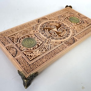 Altar Table Triskelion Viking Engraved, Norse Wooden Ritual Table ...