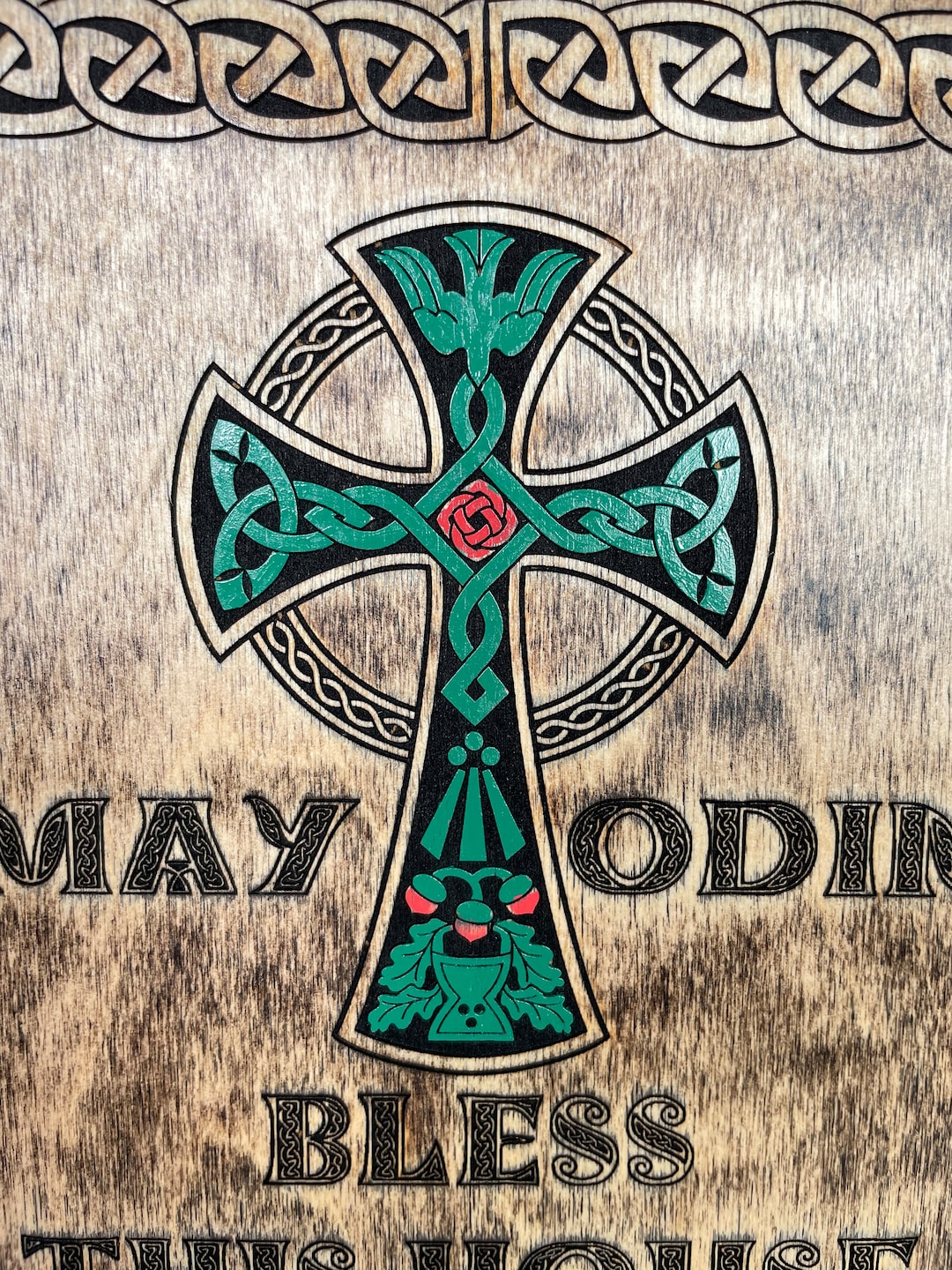 Viking Odin Blessing ,altar Wall Art Decor for Him , Celtic Cross Art ...