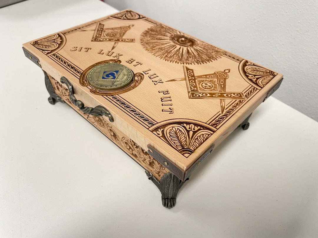 Freemason Tarot Deck Box Engraved, Freemason Gift, Mason Box, Freemason ...