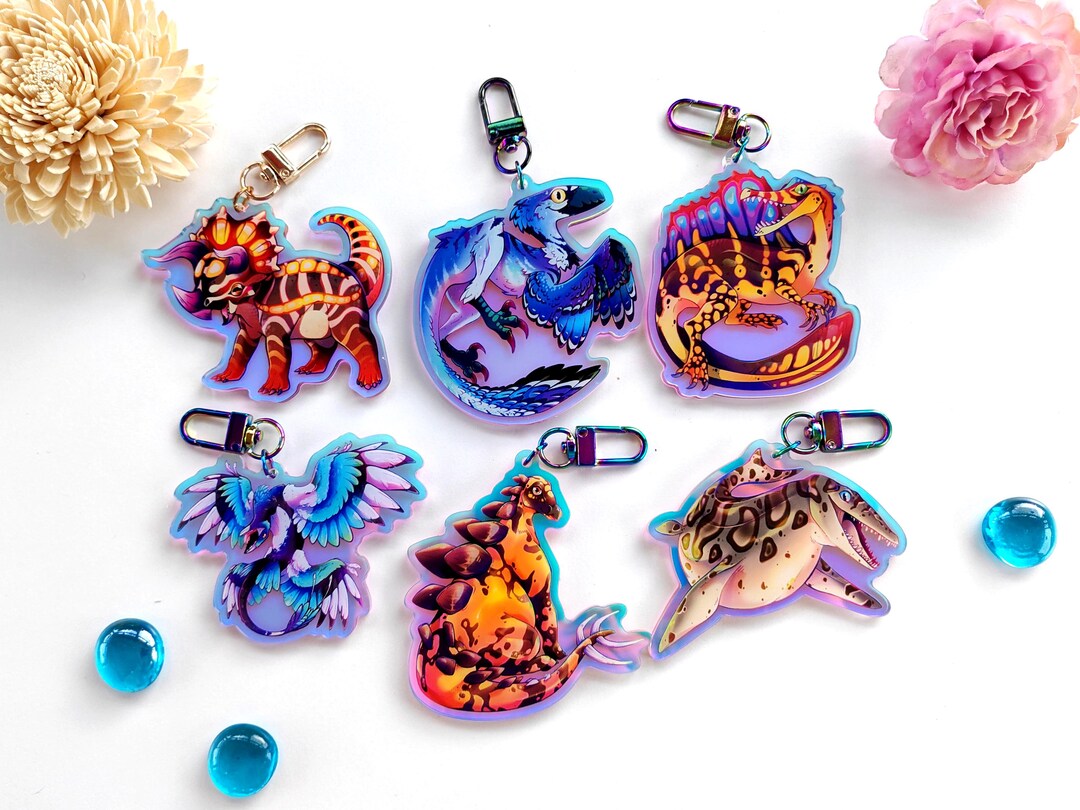 Dino Fossils - 3in Rainbow Dinosaur Charms With Fossils | Raptor ...