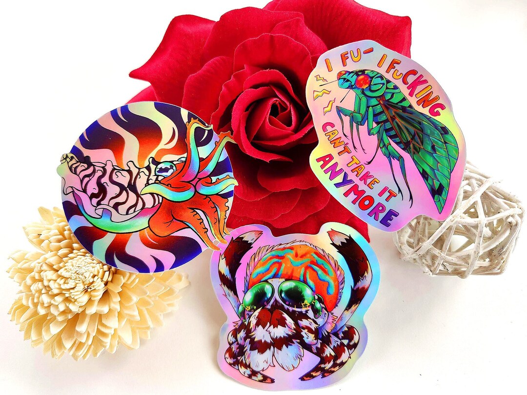 Holographic/metallic Cicada/spider/cuttlefish Vinyl Sticker - Etsy