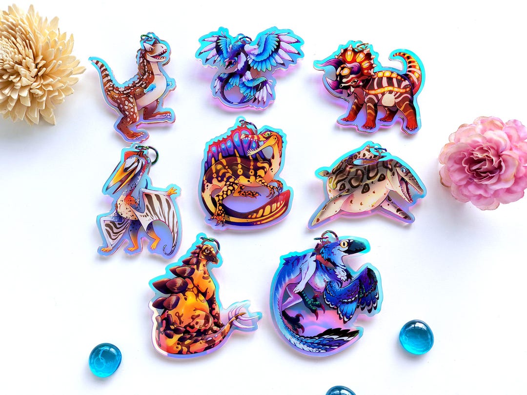 Dino Fossils - 3in Rainbow Dinosaur Charms With Fossils | Raptor ...