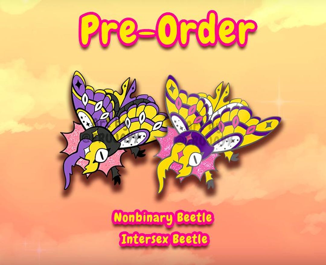 Angelic Beetle PRE-ORDERS | 2in Enamel Pin - Gynandromorphic Beetle ...