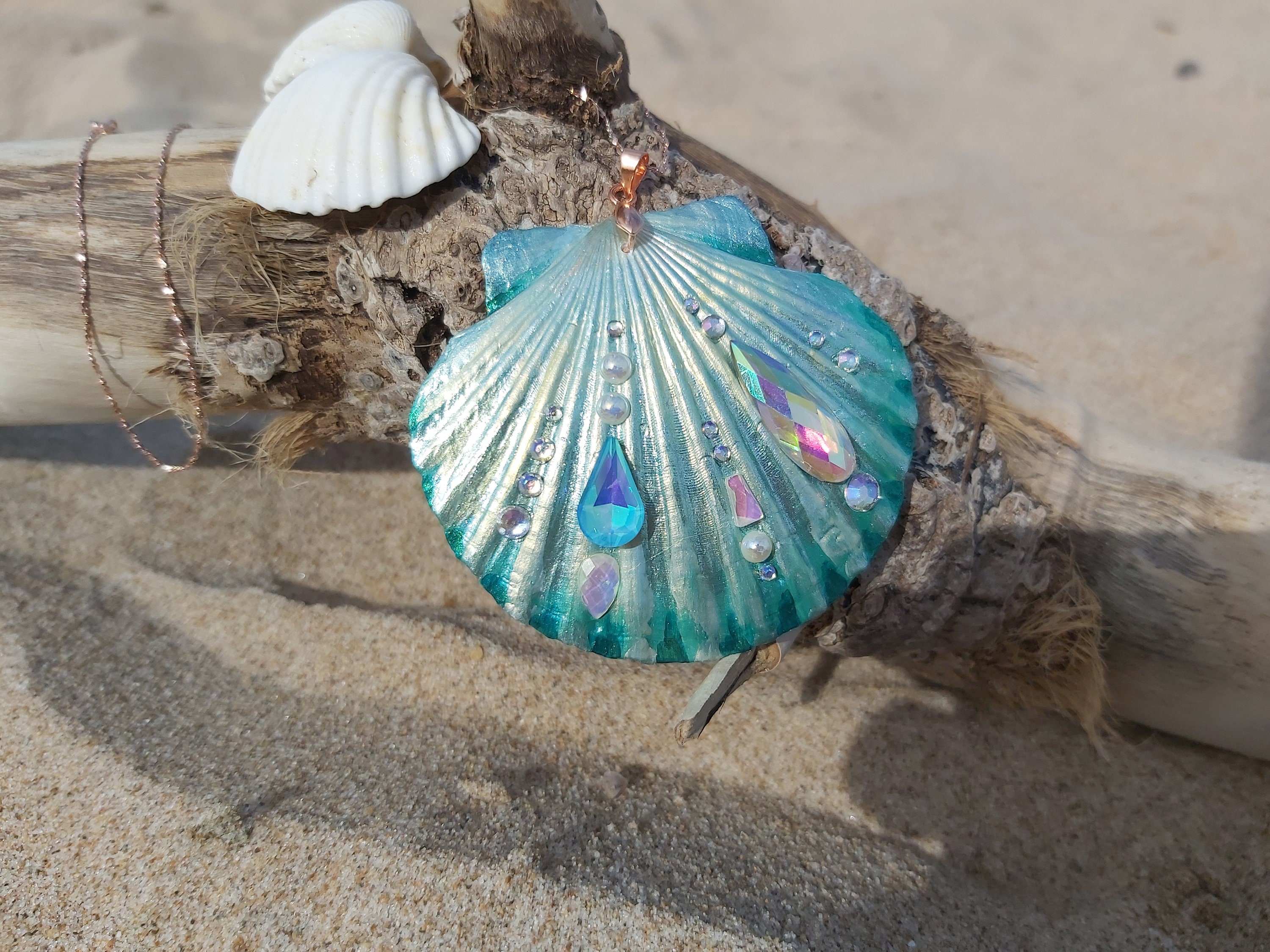 Mermaid Necklace, Shell Necklace, Shell Pendant, Shell Choker, Pink ...