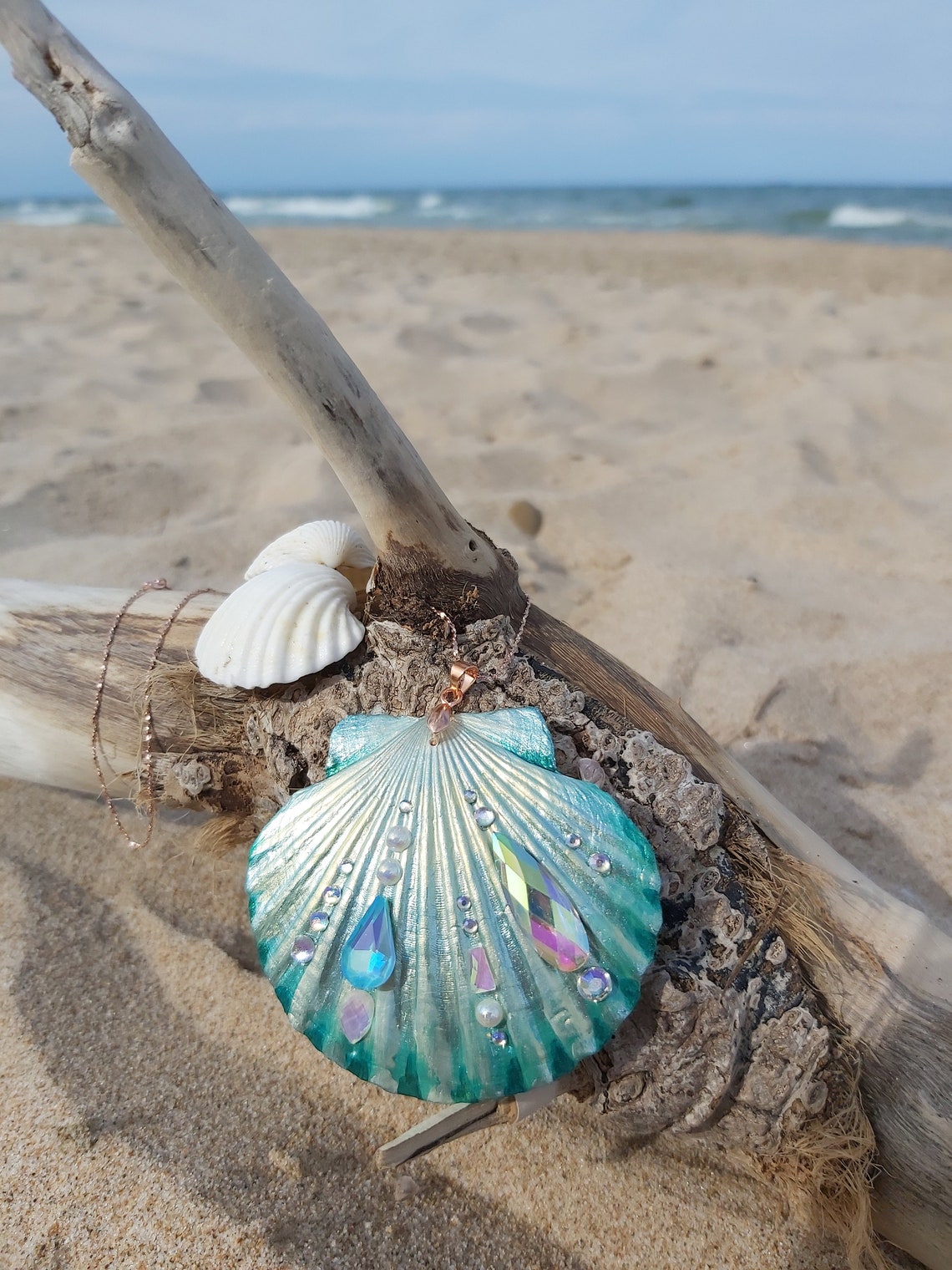 Mermaid Necklace, Shell Necklace, Shell Pendant, Shell Choker, Pink ...