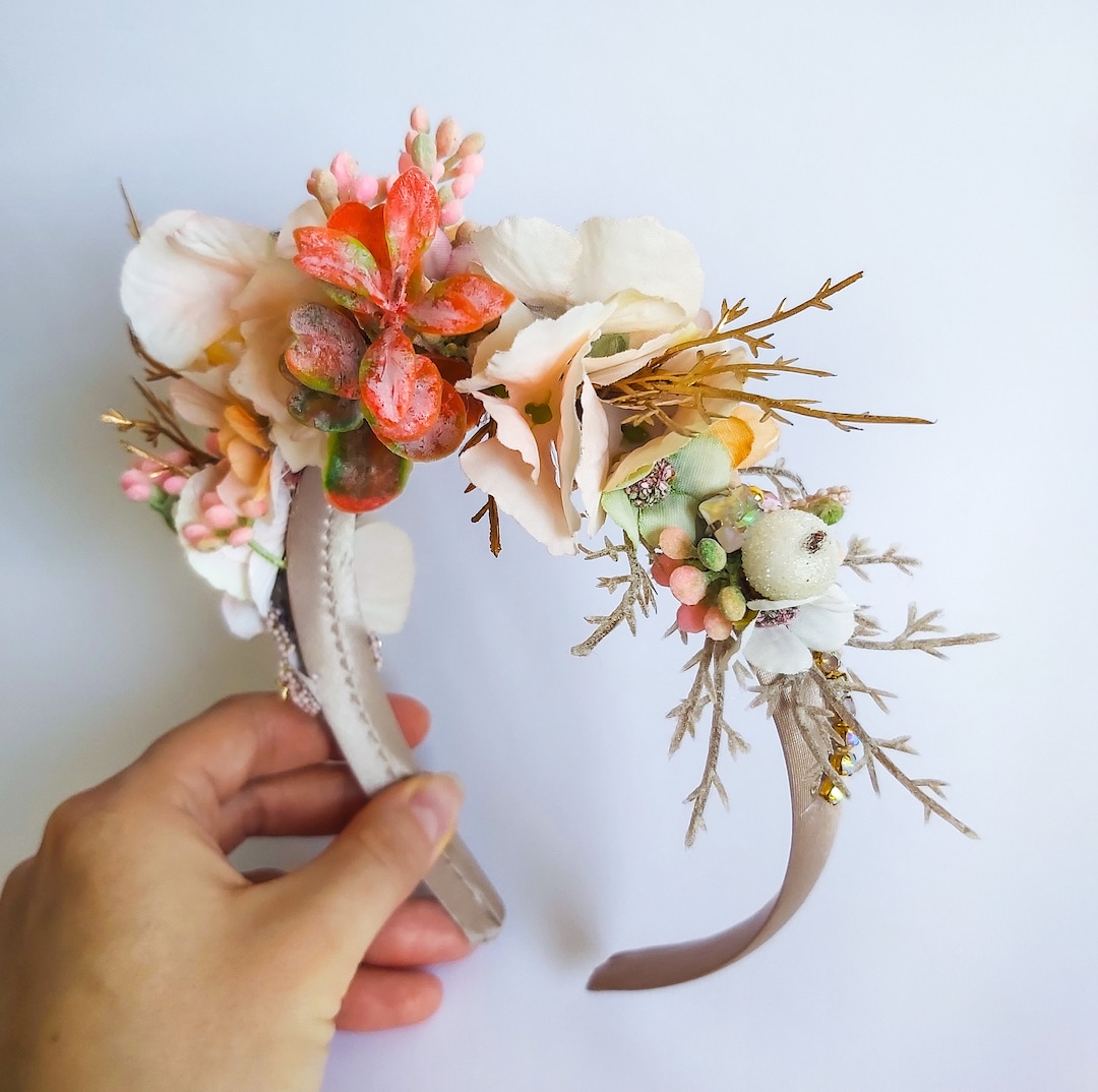 Spring Flower Crown Pink Flower Crown Flower Headband Bloom - Etsy