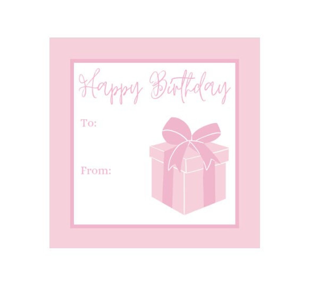 Pink Birthday Gift Tag: Personalized Present Label (digital Download ...
