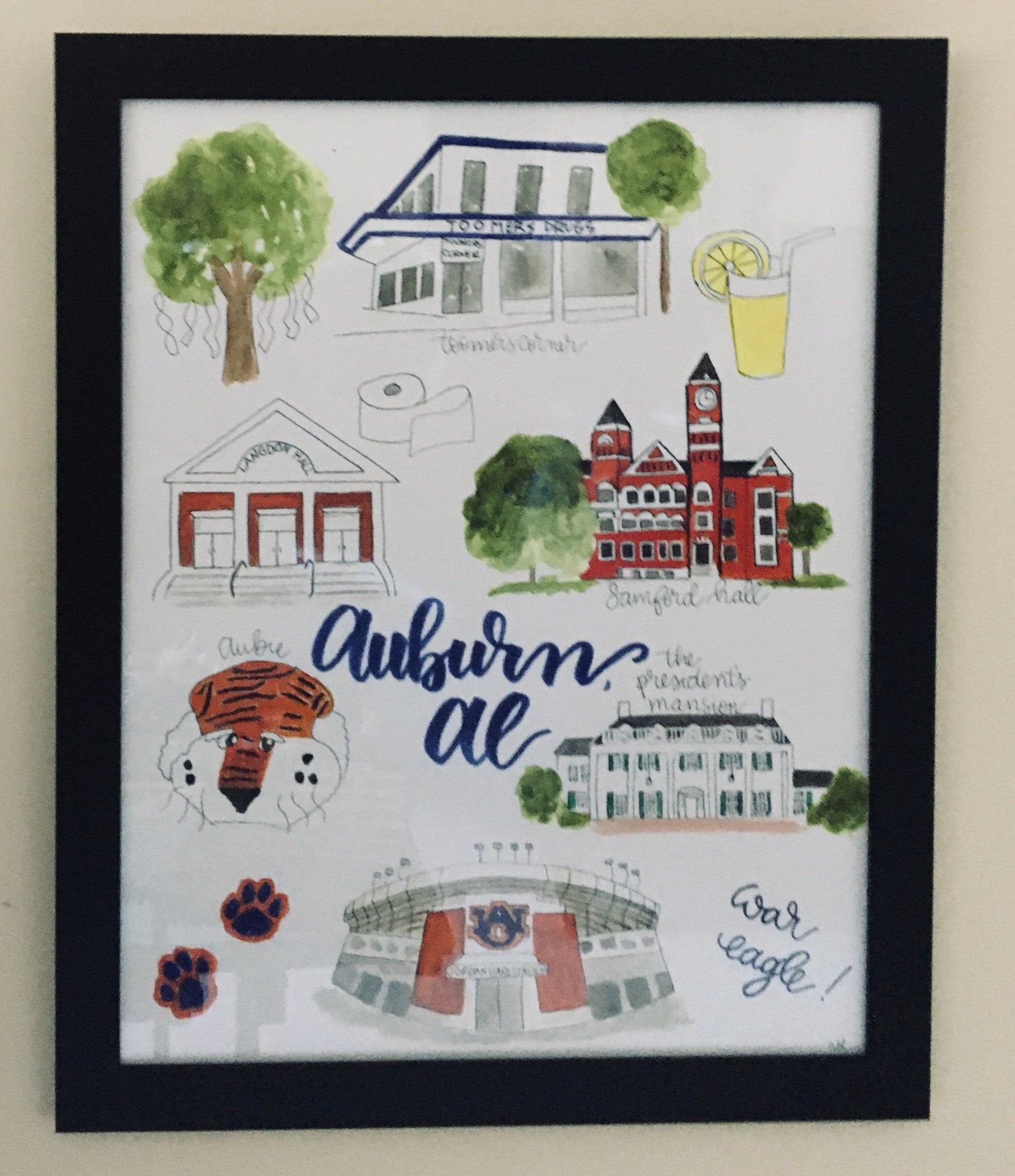 Auburn University 11x14 Print of Original Watercolor - Etsy