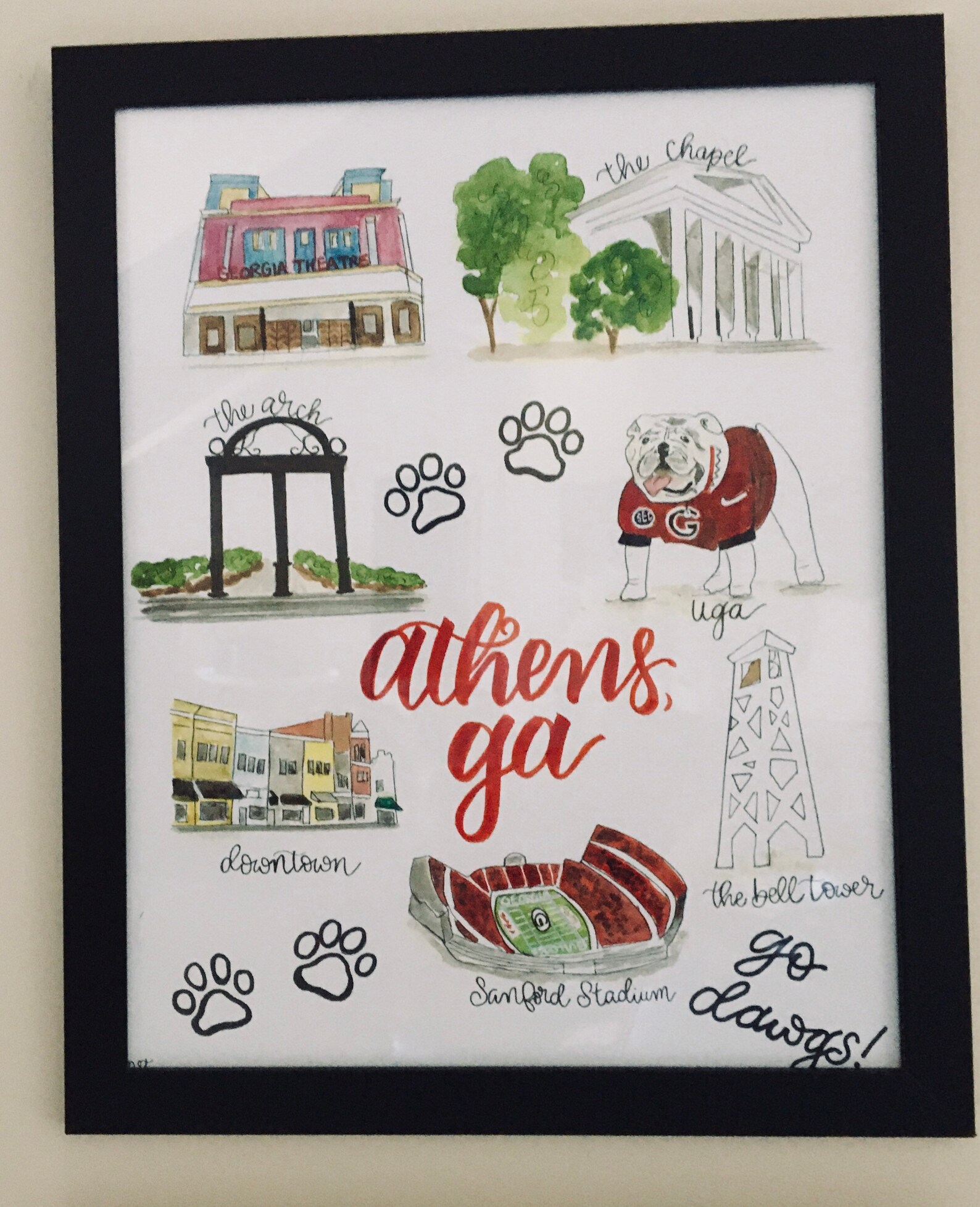 University of Georgia 11x14 Print of Original Watercolor - Etsy