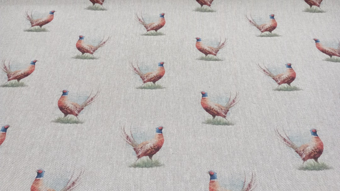 Pheasant Print Fabric, Beige Linen Look, PER HALF METRE - Etsy