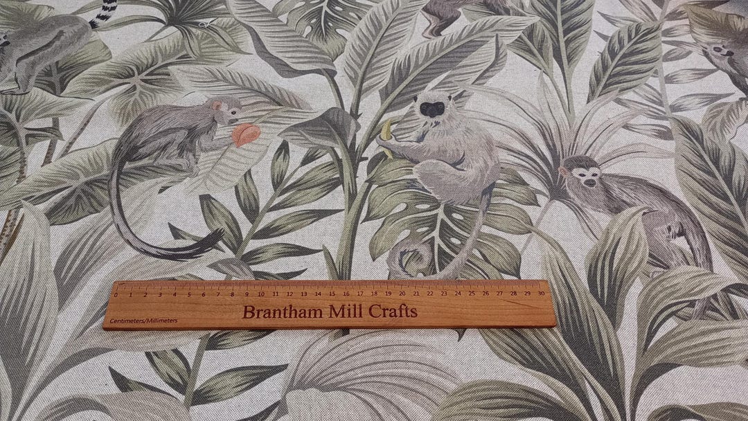 Monkey Print Fabric, Beige Linen Look, PER HALF METRE - Etsy