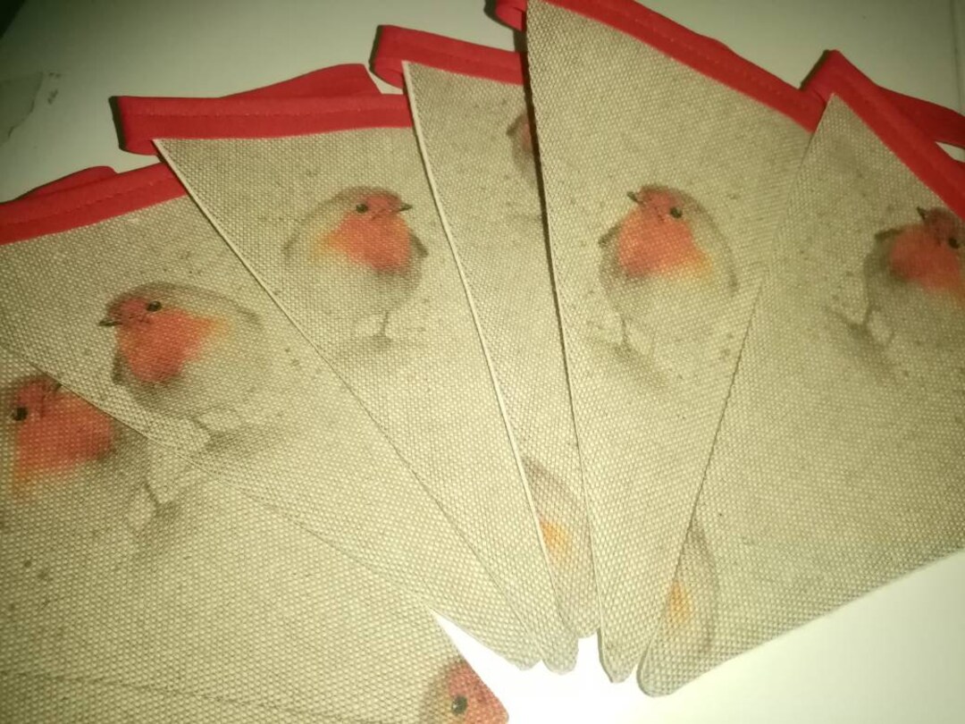 Christmas Robin Fabric Bunting 12 Flags - Etsy