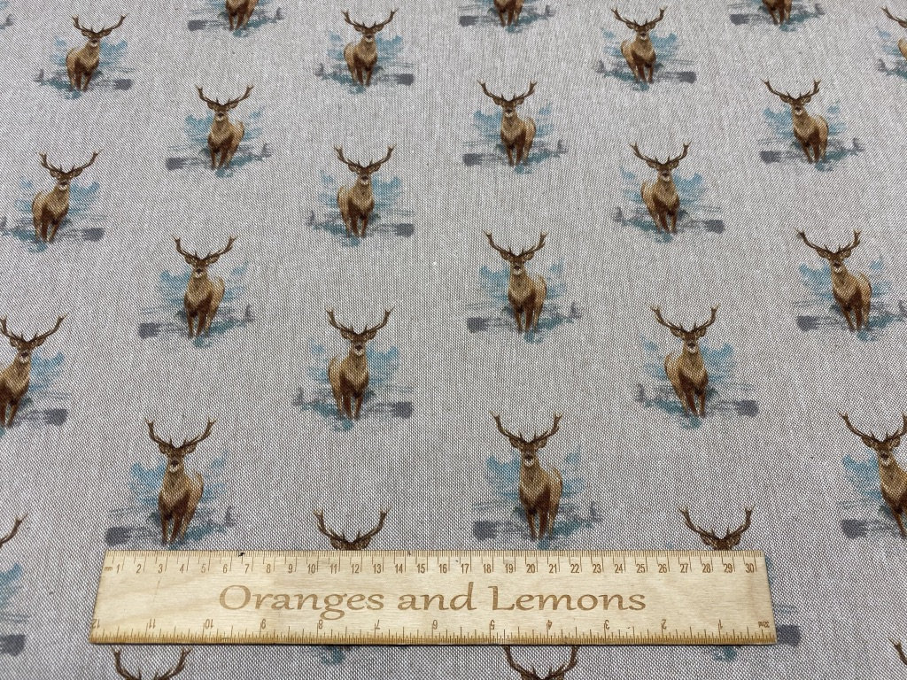 Stag Deer Print Fabric beige linen look Fabric PER HALF METRE | Etsy