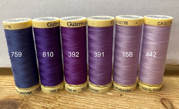 Gutterman sew all thread purple shades 100% Polyester | Etsy