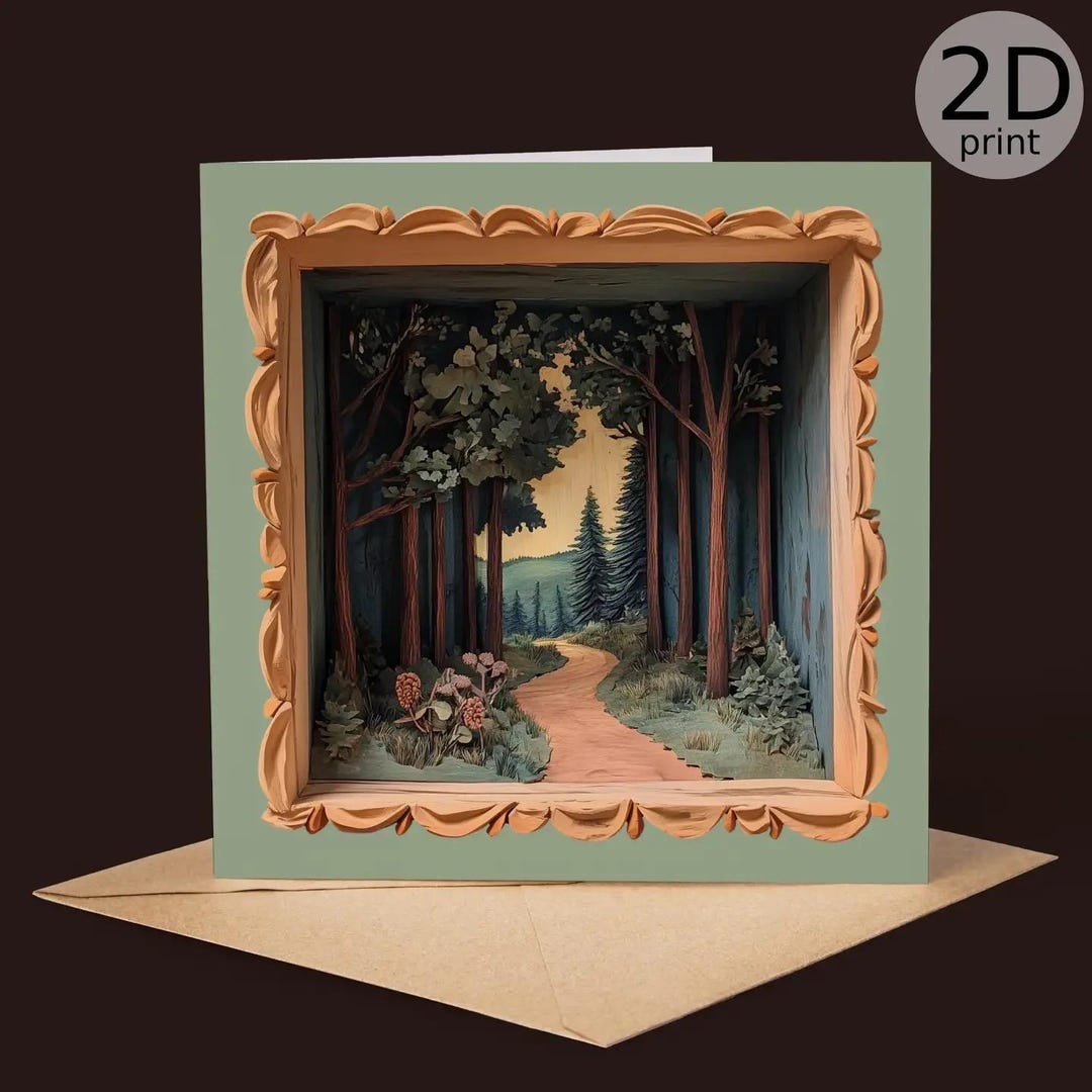 Forest Path 2D Printed Shadow Box Card - Etsy