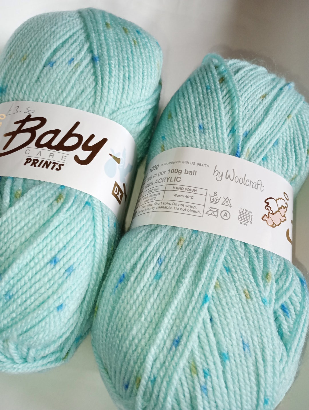 Woolcraft Baby Care Prints, Double Knitting Wool, Shade 637 Spearmint ...