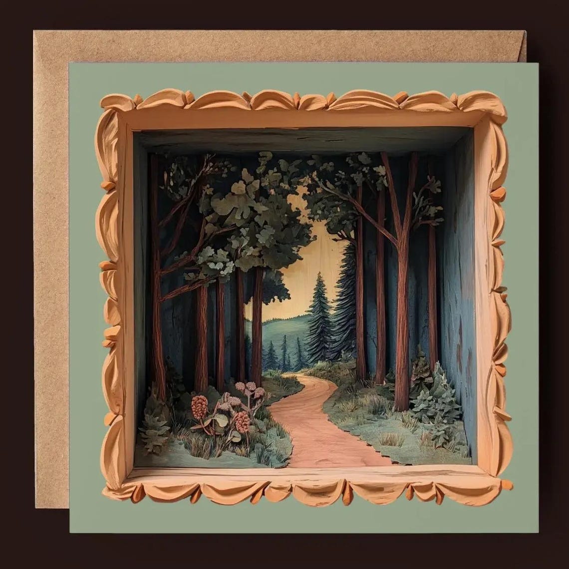 Forest Path 2D Printed Shadow Box Card - Etsy