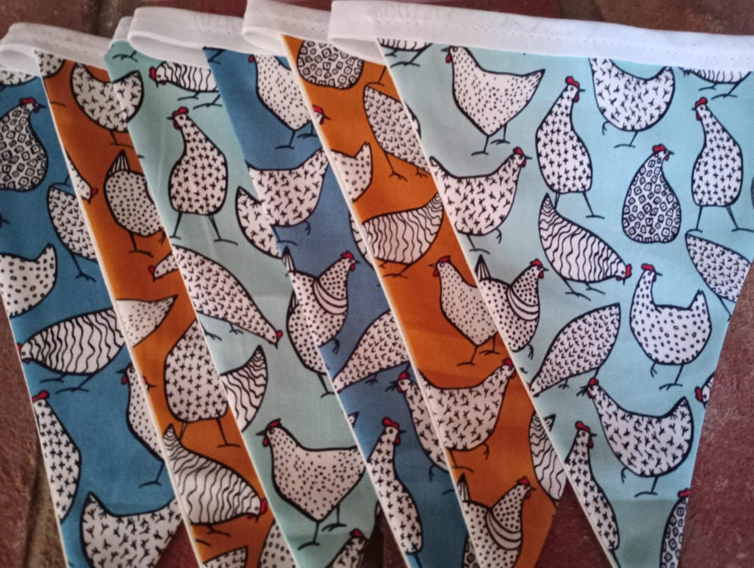 Chicken Cotton Fabric Bunting X 12 Flags - Etsy UK