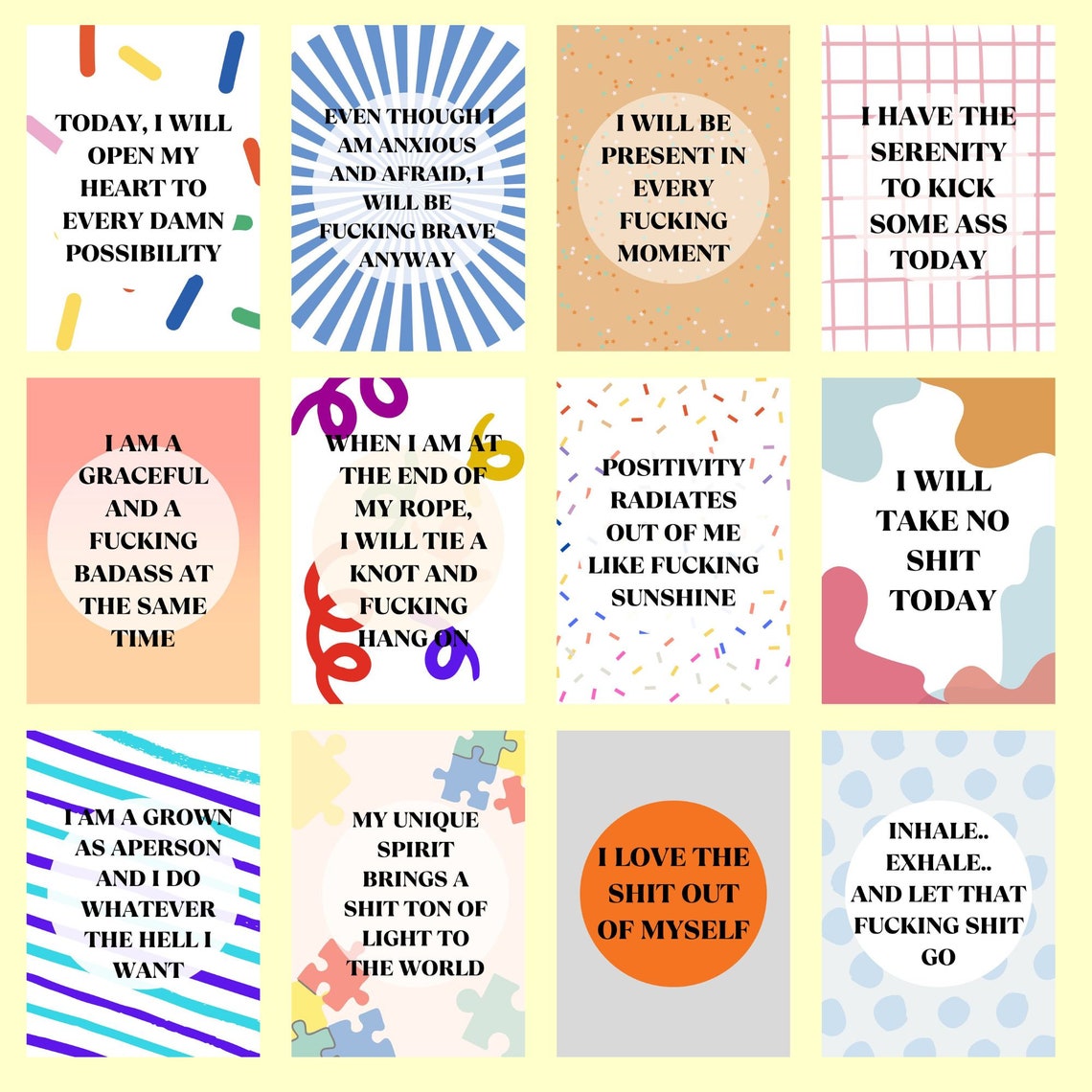 Swear Affirmation Cards, Swear Affirmations Printable, Affirmations for ...