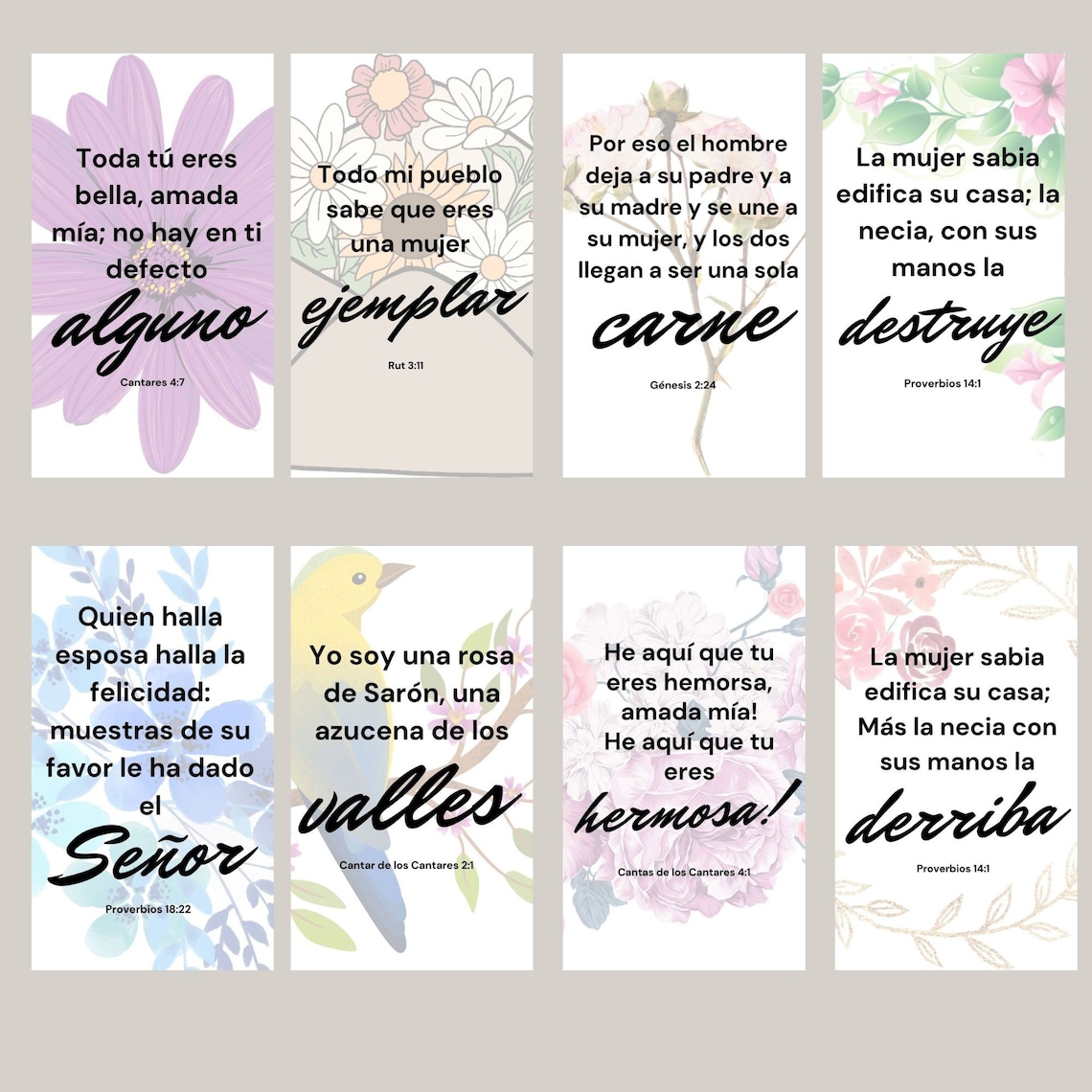 Spanish Bible Verse Cards, Spanish Bible Verse Wall Decor, Spanish ...