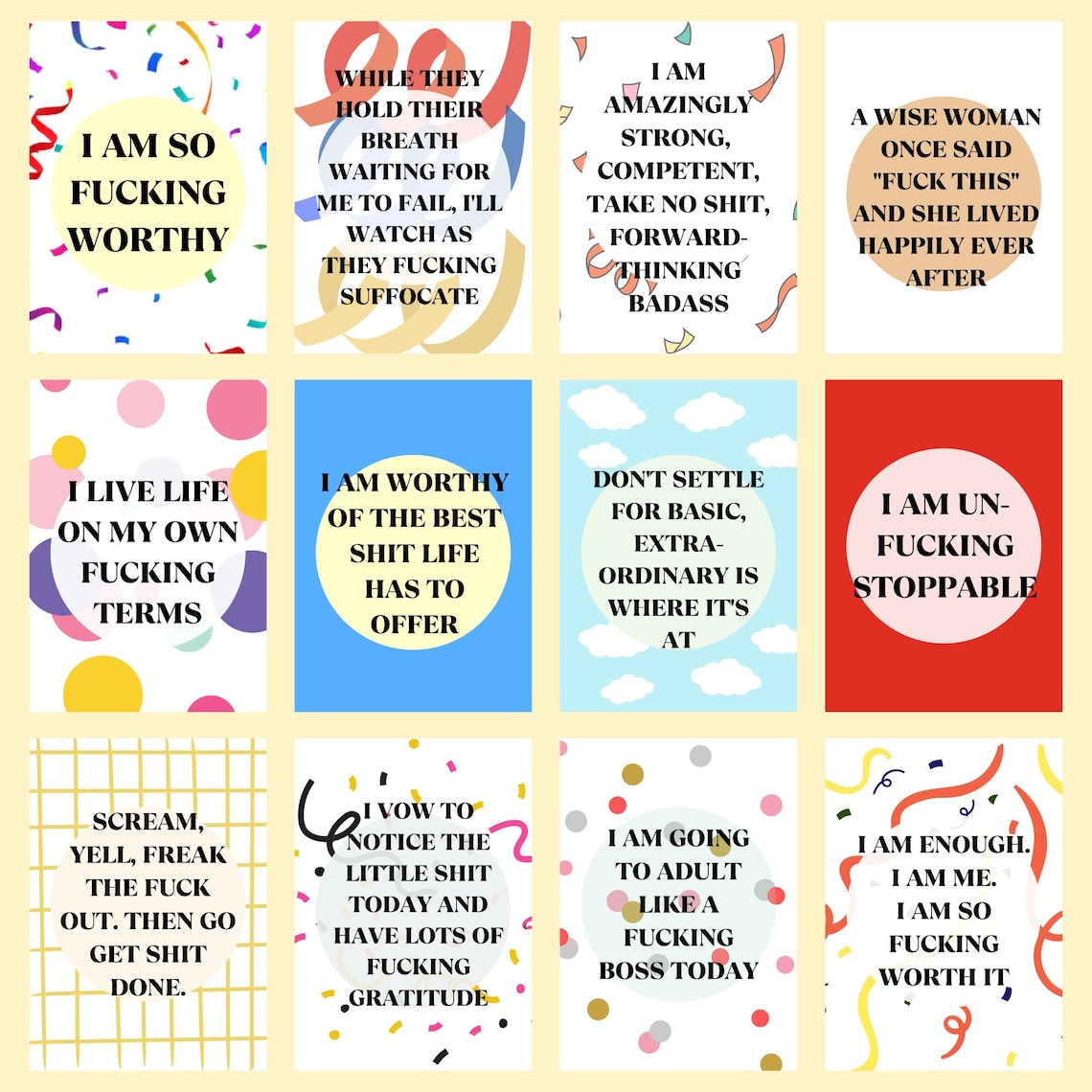 Swear Affirmation Cards, Swear Affirmations Printable, Affirmations for ...