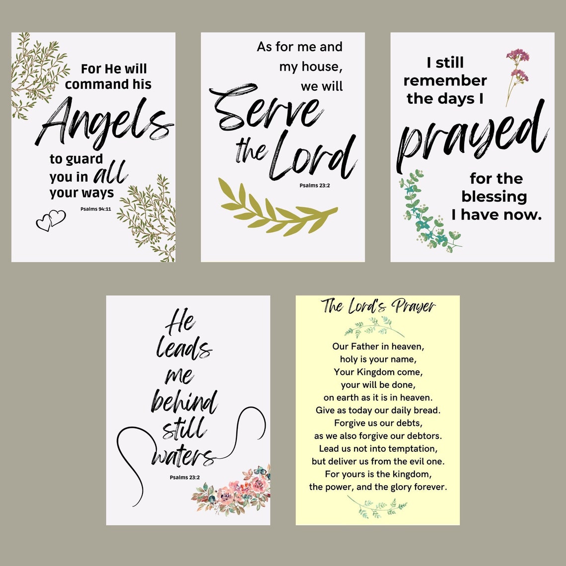 Christian Wall Art Set, Bible Verse Cards Printable, Scripture Wall Art ...