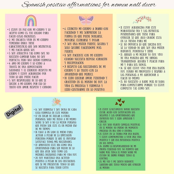 Spanish Affirmation Cards for Women Affirmations Spanish - Etsy